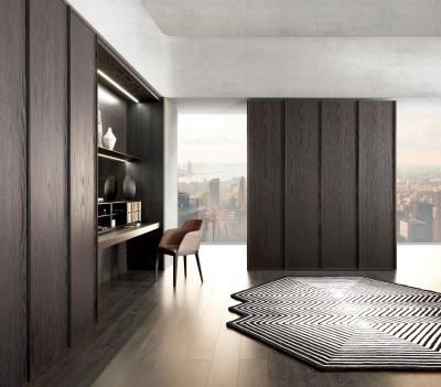 China Customized Wood Veneer Wardrobe with Make-up Vanity Tailored Closet for sale