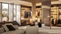 China Customized Champagne Wardrobe with Class Doors Tailored Closet for sale