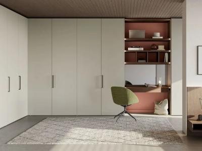 China Tailored White Wardrobe with Make-up Vanity L-shaped Customized Closet for sale