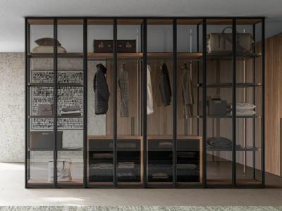 China Modern Customized Glass Wardrobe Fitted Bedroom Closet for sale