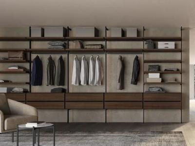 China Custom Solid Wood Open Wardrobe Aluminum Alloy Frame 200cm Height for sale