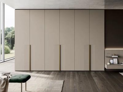 China Customized PET Wardrobe Beige Bedroom Closet with Pants Hanger 180cm for sale