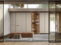 China Beige PET Wardrobe with Wood Grain Display Shelf Custom Bedroom Closet 1800mm for sale