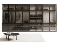 China Fitted Modern Glass Wardrobe with Display Shelf Industrial Style Closet 1800mm for sale