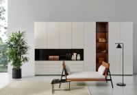 China Bespoke White Lacquer Wardrobe with Display Shelves Custom Bedroom Closet for sale