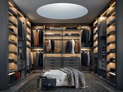China Custom Wood Veneer Walk-in Wardrobe with Storage Cabinet 20-40 Days Lead Time for sale