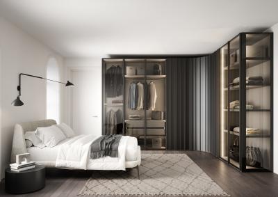 China Black L Shaped Customized Wardrobe Closet Tailored PET Wardrobe Closet for sale