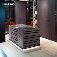 China Custom Walk In Closet Furniture with 18mm Plywood Carcass and 20mm Tempered Glass Doors - Wood Veneer Finish for sale