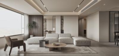 China Contemporary Beige Whole House Furniture with Handle-less Cabinetry - 20-40 Day Custom Design Service for sale