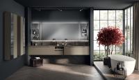 China Modern LED Bathroom Vanity Cabinet with Wash Basin 60cm Custom Finish Hotel Makeup Mirror for sale