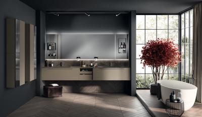 China Modern LED Bathroom Vanity Cabinet with Wash Basin 60cm Custom Finish Hotel Makeup Mirror for sale