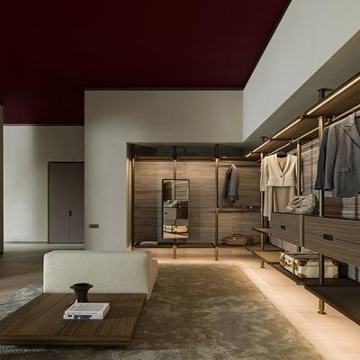 China Luxury Modern Walk-in Closet Organizer Wardrobe with Glass Door 2000mm Height Custom Storage Cabinet for sale