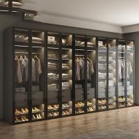 China Customized Wooden Walk-in Wardrobe Closet with Full-Length Mirror 2000mm Height for sale