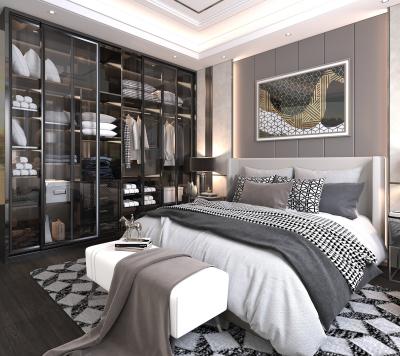 China Custom High-End Wooden Wardrobes with LED Lighting and Soft-Close Drawers for Walk-in Closet for sale