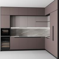 China Custom PET Kitchen Cabinet with 3D Design Service - Solid Wood, Quartz & Fireproof Board Options for sale