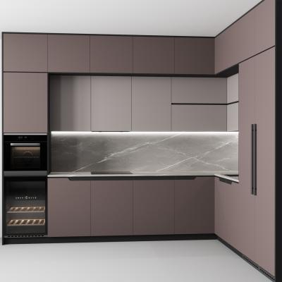 China Custom PET Kitchen Cabinet with 3D Design Service - Solid Wood, Quartz & Fireproof Board Options for sale