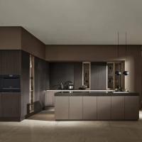 China 2024 Custom Color Luxury Wood Veneer Kitchen Cabinet with Island Cupboards - 20-40 Day Lead Time, Multiple Material Options for sale
