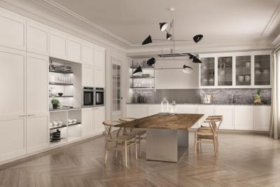 China Custom Classic White Lacquered Aluminum Waterproof Kitchen Cabinets 18mm for Indoor Use for sale