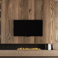 China Luxury Wooden TV Cabinet with Fireplace Wall Unit - Modern Design Custom Furniture 20-40 Day Production for sale