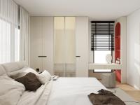 China Custom Walk In Wooden Wardrobe with Glass Door and Mirror Modern Bedroom Storage Closet for sale