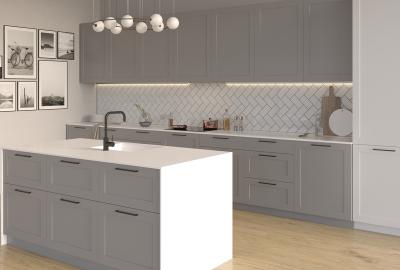 China Modern Ready To Assemble White Kitchen Cabinets with Sink and Island 120cm for sale