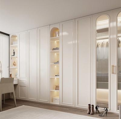 China Custom French White Wooden Wardrobe with Dressing Table and Mirror for Bedroom 1800mm for sale