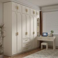 China French Style 18mm Melamine MDF Wardrobe White Solid Wood Bedroom Storage 180cm for sale