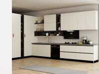 China L Shape White Lacquer Custom Made Modular Wood Kitchen Cabinet With Island for sale