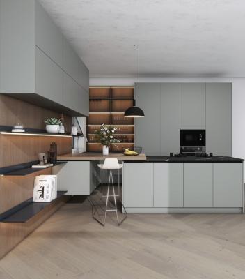 China Custom EB Board Wood Veneer Kitchen Cabinet 24-36 Inch Sizes for Middle Eastern Apartment Design for sale