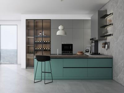 China Custom Melamine Kitchen Cabinets with Wood Doors for Apartments Modular Islands Countertops 18mm for sale