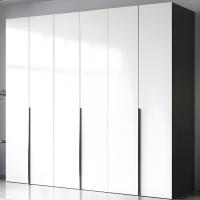 China Modern 6 Door Wardrobe with Glass Doors White Wooden Armoire Custom Storage for sale