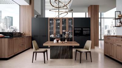 China Whole Miniature Solid Wood Brown Color Kitchen Cabinets Set For Villa for sale