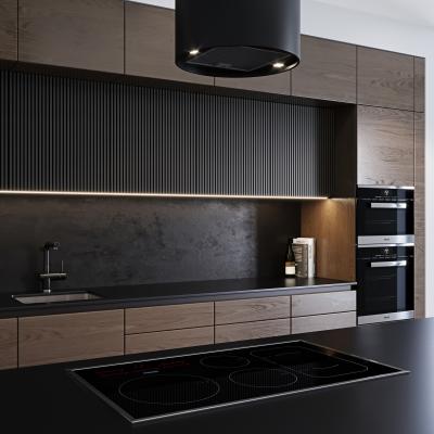 China Modular Modern Kitchen Black Melamine Kitchen Cupboards Lacquer Painting Kitchen Cabinets For Apartment for sale