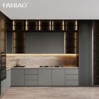 China Custom Kitchen Cabinet 18mm Plywood MDF Solid Wood with High Gloss PET Melamine Finish for sale