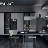 China Modern Melamine Kitchen Cabinet Set with Luxury Island 18mm Plywood Soft Close Hinges for sale