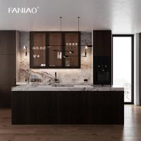 China Modern Design Laminated Finish Wood Grain Handleless Kitchen Cabinet For Homeowner And Builder for sale