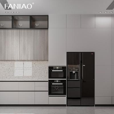 China Modern White Lacquer Flat Pack Kitchen Cabinet Set 18mm Plywood Complete Furniture for sale