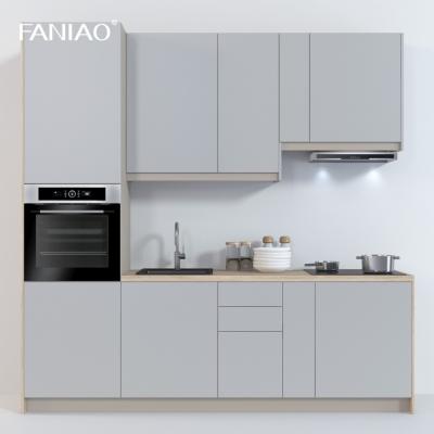China Modern Melamine Kitchen Cabinets Handleless Small Apartment Cabinet 18mm Plywood for sale
