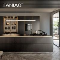 China Luxury Modular Kitchen Cabinets 18mm Melamine Board Modern Villa Wooden House Furniture for sale