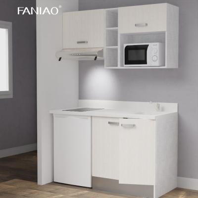 China Custom Hotel Kitchen Cabinet 18mm Compact Kitchenette with Integrated Appliances for Modern Hotel Projects for sale