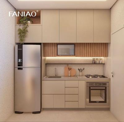 China 18mm Melamine Mini Kitchenette Cabinet for Hotel & Apartment Projects with Customizable Design Options for sale