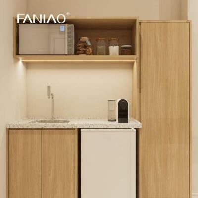 China Compact Mini Kitchenette for Apartment Project 18mm Plywood Cabinet with Soft Close Doors for sale