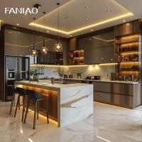 China Villa Melamine Grey Luxury Large Solid Wood modern Kitchen Cupboard Pantry Cabinet Set for sale
