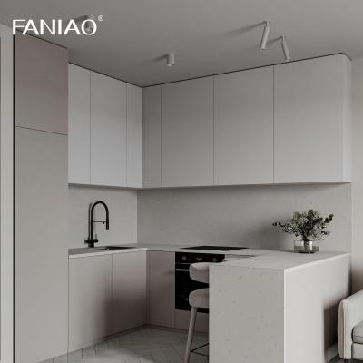 China Modern Custom Wood Kitchen Cabinets for Apartment Modular Pantry 18mm Plywood for sale