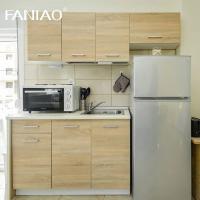 China Mini Kitchenette Melamine Kitchen Cabinet for Hotel Kitchen Apartment Cabinet Project for sale