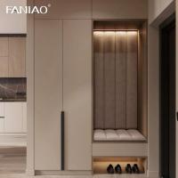 China Custom Hotel Room Armoire with Open Storage Wardrobe & Mirror - 18mm Plywood Construction for Hotel Projects for sale