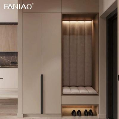 China Custom Hotel Room Armoire with Open Storage Wardrobe & Mirror - 18mm Plywood Construction for Hotel Projects for sale