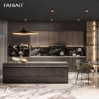China Villa Project Full Customized L Shape E1 Standard Formaldehyde-free Lacquer Painting Kitchen Cabinets for sale