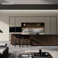 China Modern Minimalist Kitchen Cabinet Sets with 18mm Plywood Construction and Custom Stainless Steel Countertops for sale