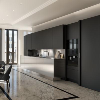 China Modular Stainless Steel Kitchen Cabinets with 18mm Panels and Lacquer Finishes for Residential & Commercial Use for sale